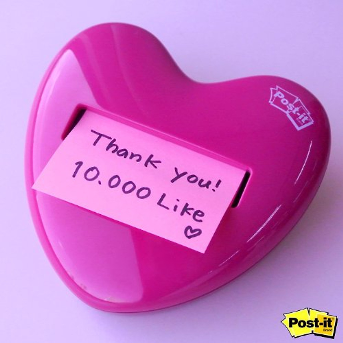 Post-it HD-330 Pop-up Notes Dispenser for 3 x 3-Inch Notes, Pink, Heart Shape