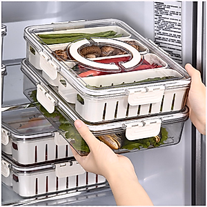 WONSURE Fridge Organizer,Stackable Food Storage Container With Vented Lids And Removable Drain Tray for Refrigerator Organizer and Storage Clear for Food, Drinks, Vegetable