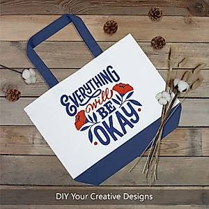 TOPDesign 1-Pack Super Strong Large 12oz Cotton Canvas Tote Bag, Reusable Grocery Shopping Cloth Bag, Fashionable Two-Tone Totes for Crafts, DIY Your Creative Designs