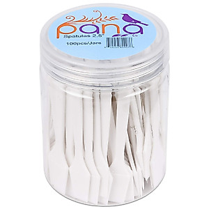 PANA (200 Pieces of White Color Cosmetic Make Up Disposable Plastic 2.5" Spatulas Skin Care Facial Cream Mask Spatula