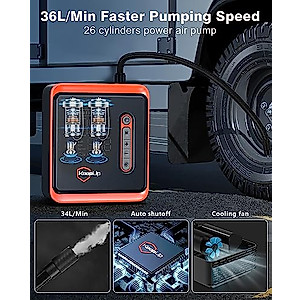 Tire Inflator Portable Air Compressor - KEEPUP 150 PSI Cordless Air Pump with 10000mAh Rechargeable Battery for Car Tires Ebike Motorcycles Bicycles Balls