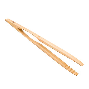 Redecker Oiled Beechwood Grill Tongs, 100% Handmade BBQ Tongs with Ergonomic Grip, Heat-safe, 18-inches, Made in Germany
