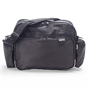 Hopkins Medical Products Original Home Health Shoulder Bag, 70D Waterproof Nylon, Fold-Down Compartment for Easy Access, Adjustable Straps, 14x11x7 inch, Black