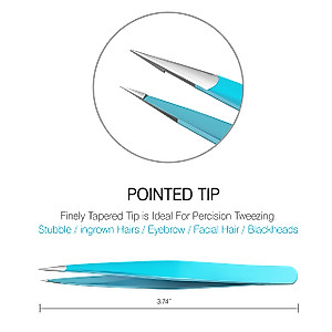 Tweezers for Ingrown Hair by Blinkeen - Best Stainless Steel Professional Pointed Blackhead Remover – Precision Eyebrow Hair,Facial Hair, Splinter & Tick Removal Tweezer