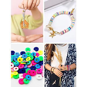 Mandala Crafts Gold Heishi Beads for Jewelry Making - 3000 Gold Polymer Clay Beads for Bracelets Making - Gold Flat Beads Disc Beads 6mm Round Disk Spacer Beads