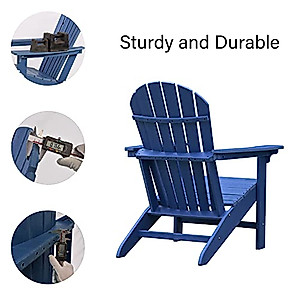 A-ECO LIVING Adirondack Chair, Patio Seating Outdoor Chair, HDPE All-Weather Lifetime Outside Furniture for Patio, Garden, Fire Pit, Deck, Porch, Poolside, Balcony, Beach, Yard, Lawn, Navy