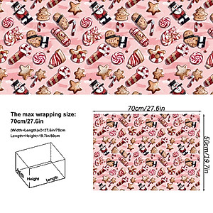 Vnaaem Pink Christmas Wrapping Paper with 4 Nutcracker Gingerbread Design for Christmas Holiday Party Celebration - 20 X 28Inches Per Sheet(8 Pack)