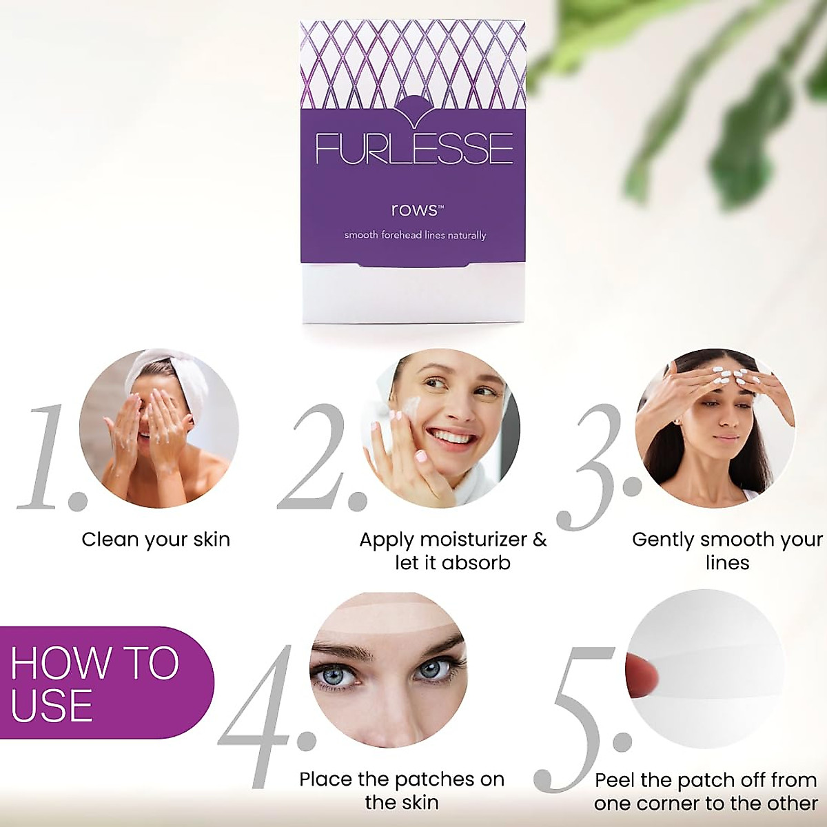 Furlesse Rows Wrinkle Patches, Overnight Forehead Wrinkle Patches for Fine Horizontal Lines, Non-Invasive Anti-Wrinkle Patches, Anti-Aging Skincare, 30 Patches, 30-Day Use