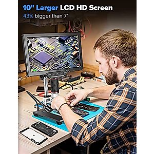 Dcorn 10" HDMI LCD Digital Microscope 1500X,Coin Microscope for Adults with 16MP Camera Sensor,Soldering Microscope with LED Lights Touch Control,TV/Windows/Mac Compatible,Gift with Coin Guidebook