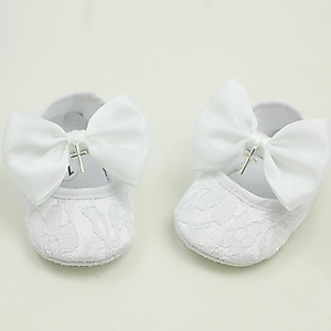 Nihao Baby Girl Baptism Shoes for Baby Girl Newborn A-2-white Shoes Lace Mary-Jane-Flats 0-3 Months