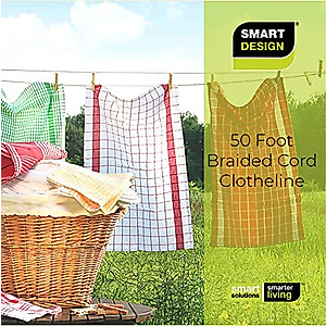Smart Design All Purpose Weather Resistant Clothesline - Flexible Braided Cord - for Hanging, Drying, Clothing, & Linens - Home Organization (1 Line x 50 Feet) [White]