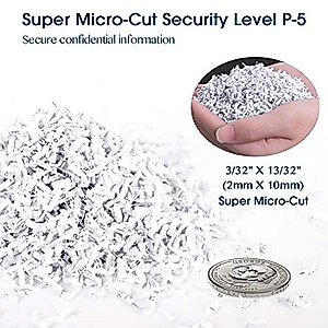 WOLVERINE 15-Sheet Super Micro Cut High Security Level P-5 Heavy Duty Paper/CD/Card Shredder for Home Office, Ultra Quiet by Manganese-Steel Cutter and 8 Gallons Pullout Waste Bin SD9520 (White ETL)