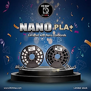 IIIDMAX Nano PLA+ 3D Printer Filament - Enhanced with Nano Diamonds - Tangle Fee, Clog Free, 1.75mm, Dimensional Accuracy +/- 0.03 mm, Nano PLA+ 1kg Spool(2.2lbs), - Fits Most FDM Printers (Black)