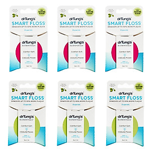 DrTung's Smart Floss - Natural Floss, PTFE & PFAS Free Floss, Gentle on Gums, Expands & Stretches, BPA Free Floss - Natural Dental Floss Cardamom Flavor (Pack of 6)