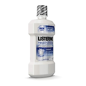 Listerine Healthy White Vibrant Multi-Action Fluoride Mouth Rinse, Foaming Anticavity Mouthwash for Whitening Teeth and Fighting Bad Breath, 16 fl. oz