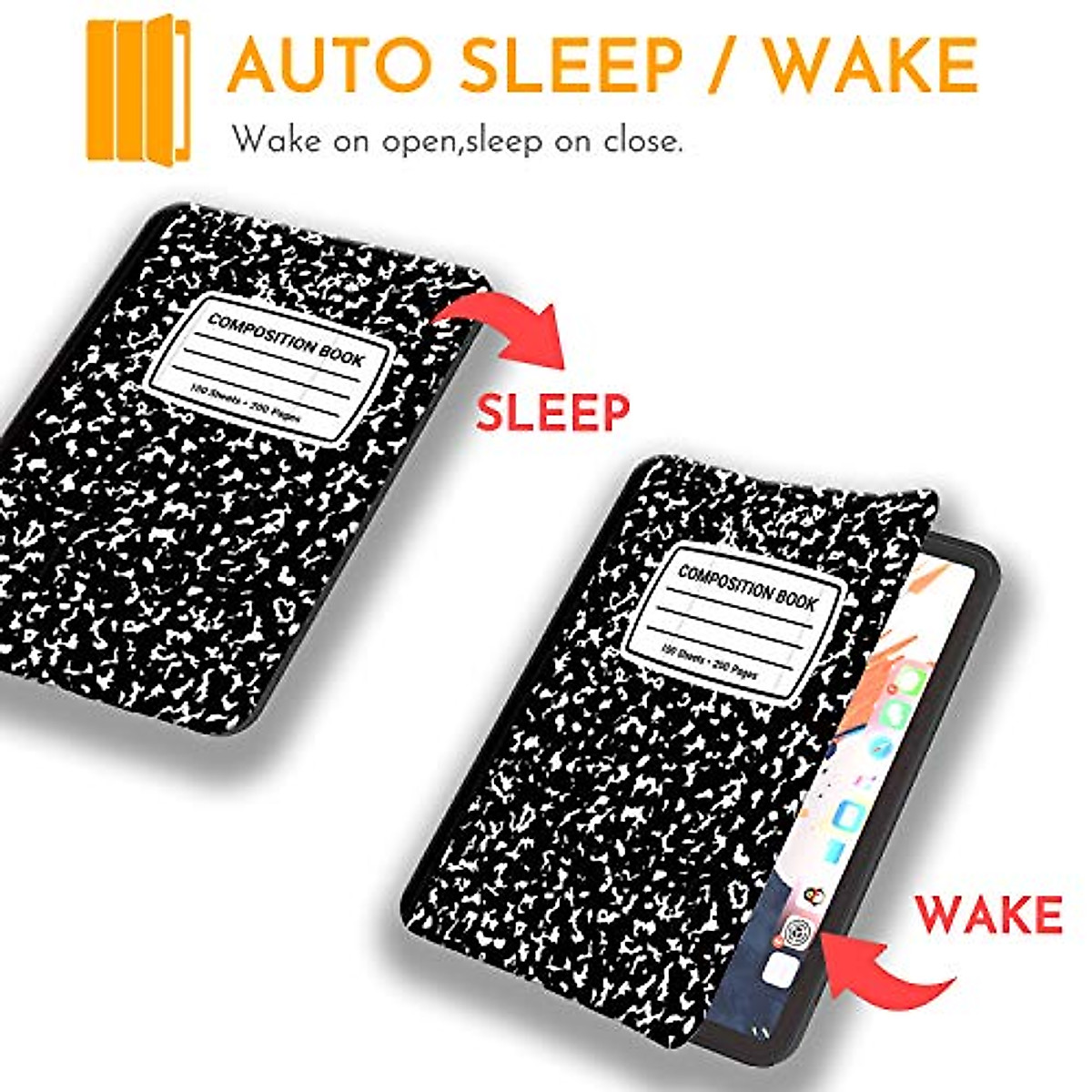 Hepix iPad Air 5th Generation Case iPad Air Case 4th Generation Notebook Composition iPad Air 4/5 Case with Pencil Holder 2022 2020 Black Book iPad Air 10.9 Case Cover Auto Sleep Wake