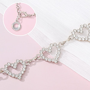 Silver Heart Chain Belt, Women Waist Chain Belt Metal Body Chain Belt Rhinestone Chain Belt for Dress