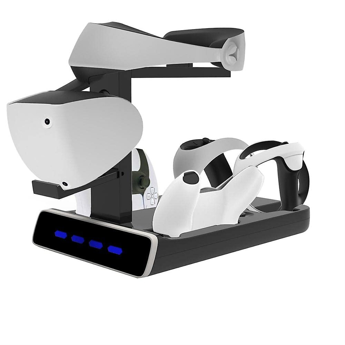 Charging Station Dock with Display Light Helmet Storage Rack for PS VR2 / PS5 Controller Accessories