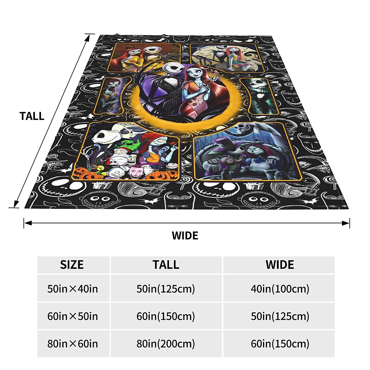 Ennankob Christmas Halloween Horror Throw Blankets Soft Warm Micro Fleece Blanket Novelty Home and Collectible Holidays Party All Seasons for Kids Aldults 50''X40'' Black 1