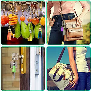 Duufin 240 Pieces Keychain Tassels Bulk Leather Tassel Pendants Colorful Tassel for Keychain, Craft and DIY Projects, 60 Colors (Gold and Silver Cap)