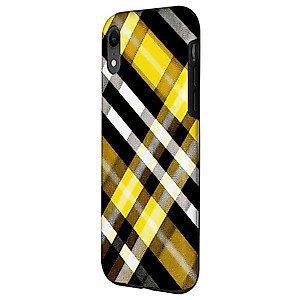 iPhone XR Yellow Black Tartan Plaid Pattern 80s Design Case