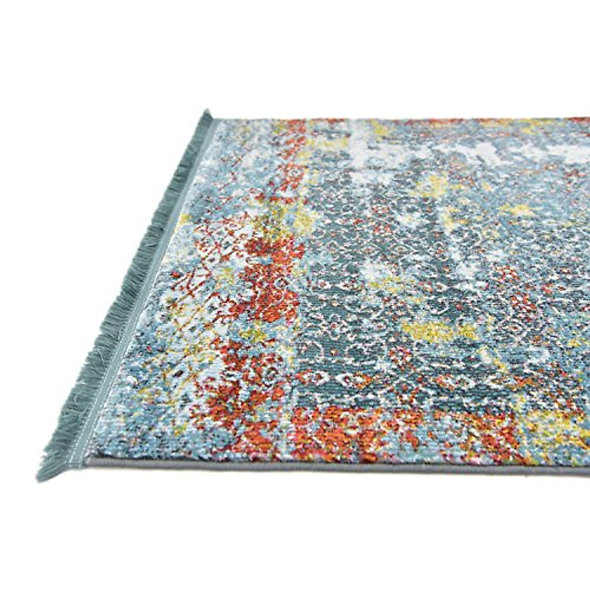 Unique Loom Baracoa Collection Bright Tones Vintage Traditional Runner Rug, 2' 7" x 10' 0", Teal/Ivory