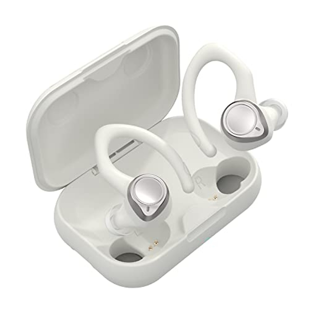 Coucur Wireless Earbuds 5.1 Bluetooth Headphones Sport with Two Detachable Earhooks in Ear Wireless Earphones Noise Cancelling Touch Control, 30H Playtime Deep Bass IP7 Waterproof Headset