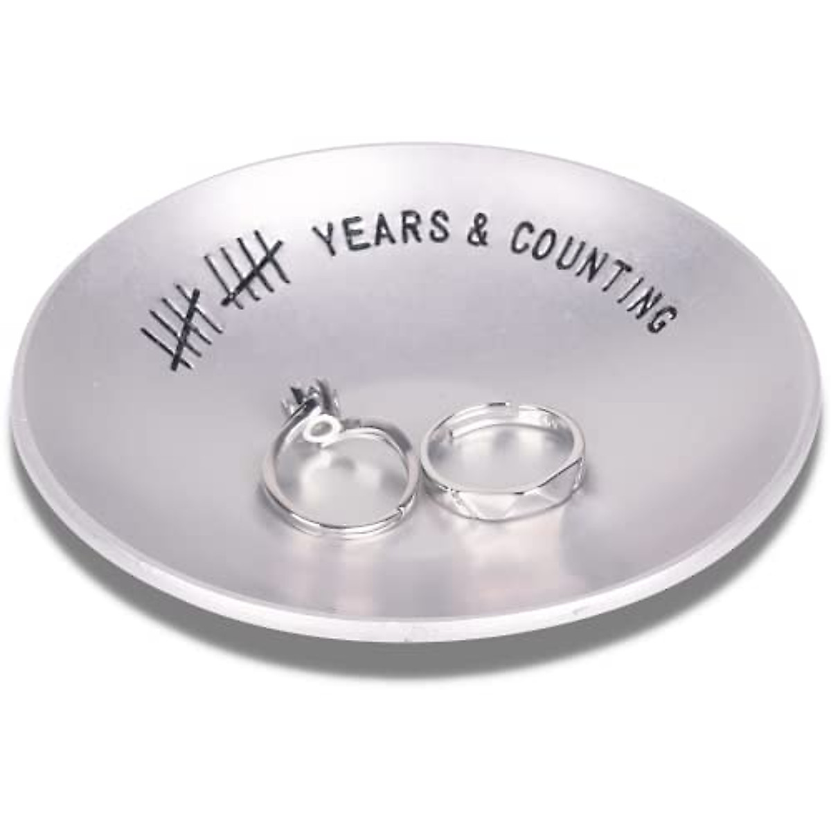 PureRejuva 10th Anniversary Tin Gifts – 4 In, Engraved, Aluminum Wedding Ring Holder Dish & Gift Box – 10 Year Anniversary for Him & 10 Year Anniversary for Her Smooth Style