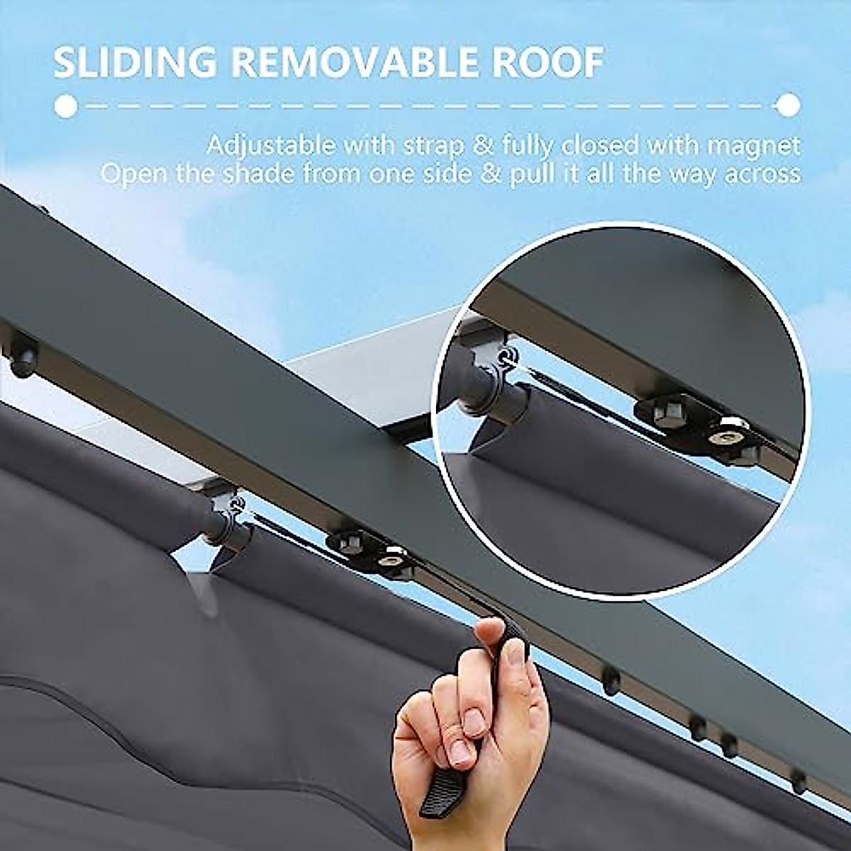 MUPATER 10'x 13' Aluminum Outdoor Pergola Gazebo with Sun Shade Canpony, Premium Pergola Garden Shelter with Retractable Canopy for Garden Porch Backyard,Grey