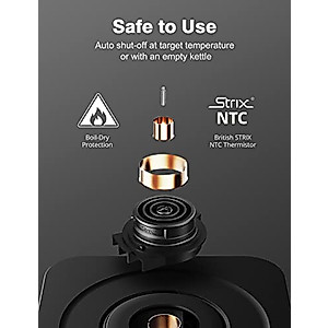 JIANW Gooseneck Electric Pour-Over Kettle, Temperature Variable Kettle for Coffee Tea Brewing, 0.9L Quick Heating Stainless Steel Holding, Built-in Stopwatch,Black