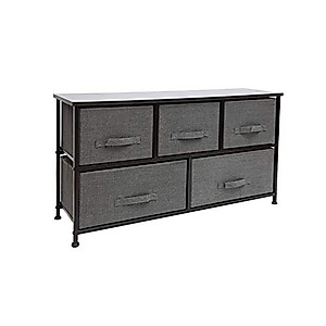 East Loft Extra Wide Dressers for Bedroom Cheap Closet Dresser for Nursery - Storage Dresser with 5 Fabric Drawers - Easy Assembly Small Dresser for Closet Kids Clothes Organizer (Charcoal)