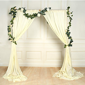 SHERWAY 9.6 Feet x 10 Feet Ivory Silky Soft Curtain Wedding Backdrop Drapes, Slightly Shiny Satiny Window Curtains for Party Ceremony Decoration