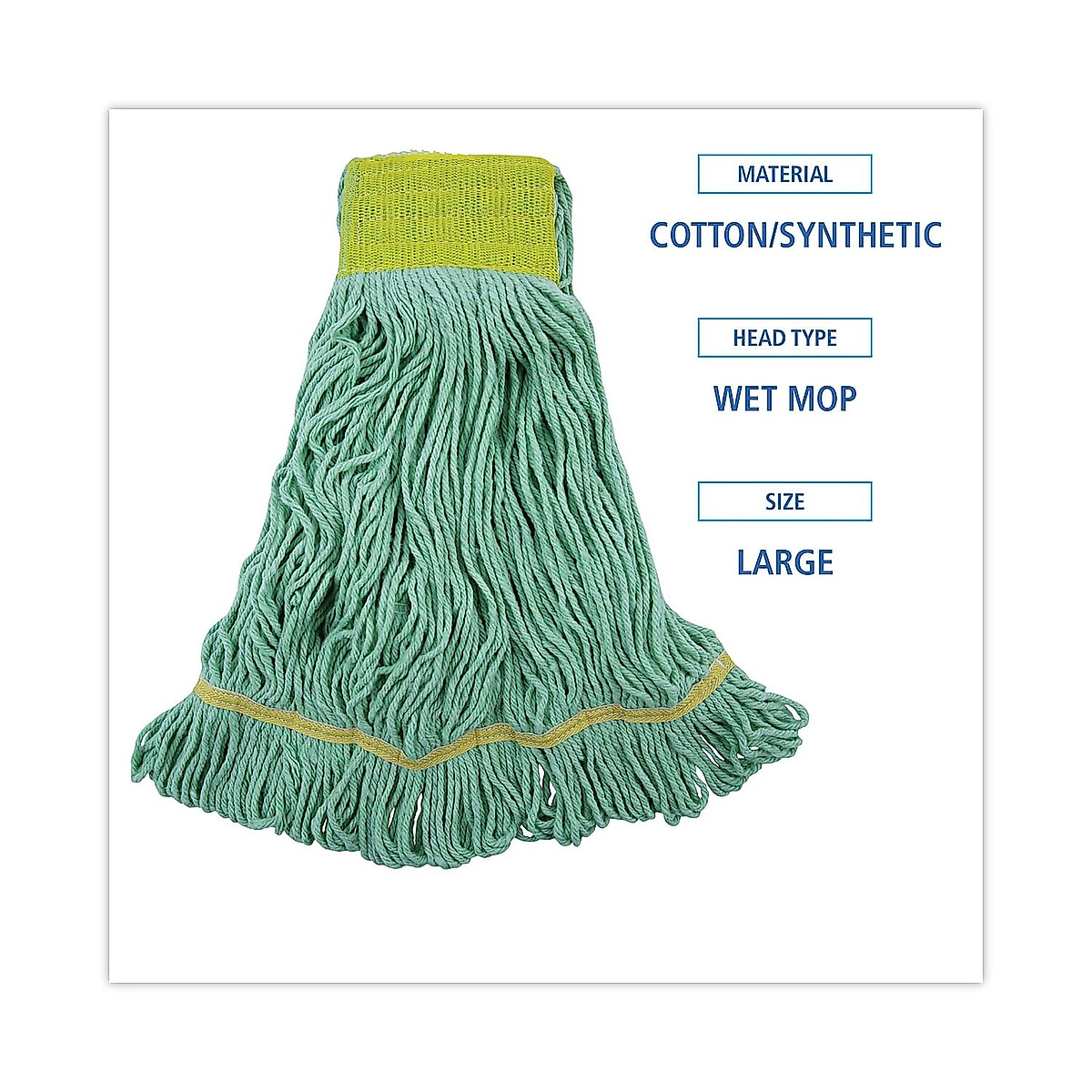 Boardwalk BWK1200LCT EcoMop Recycled Fiber Looped-End Mop Heads - Large, Green (12/Carton)