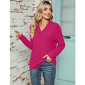 Ivicoer Sweater for Women Collared V Neck Pullover Ladies Knitted Long Sleeve Tops Casual Fall Winter Trendy