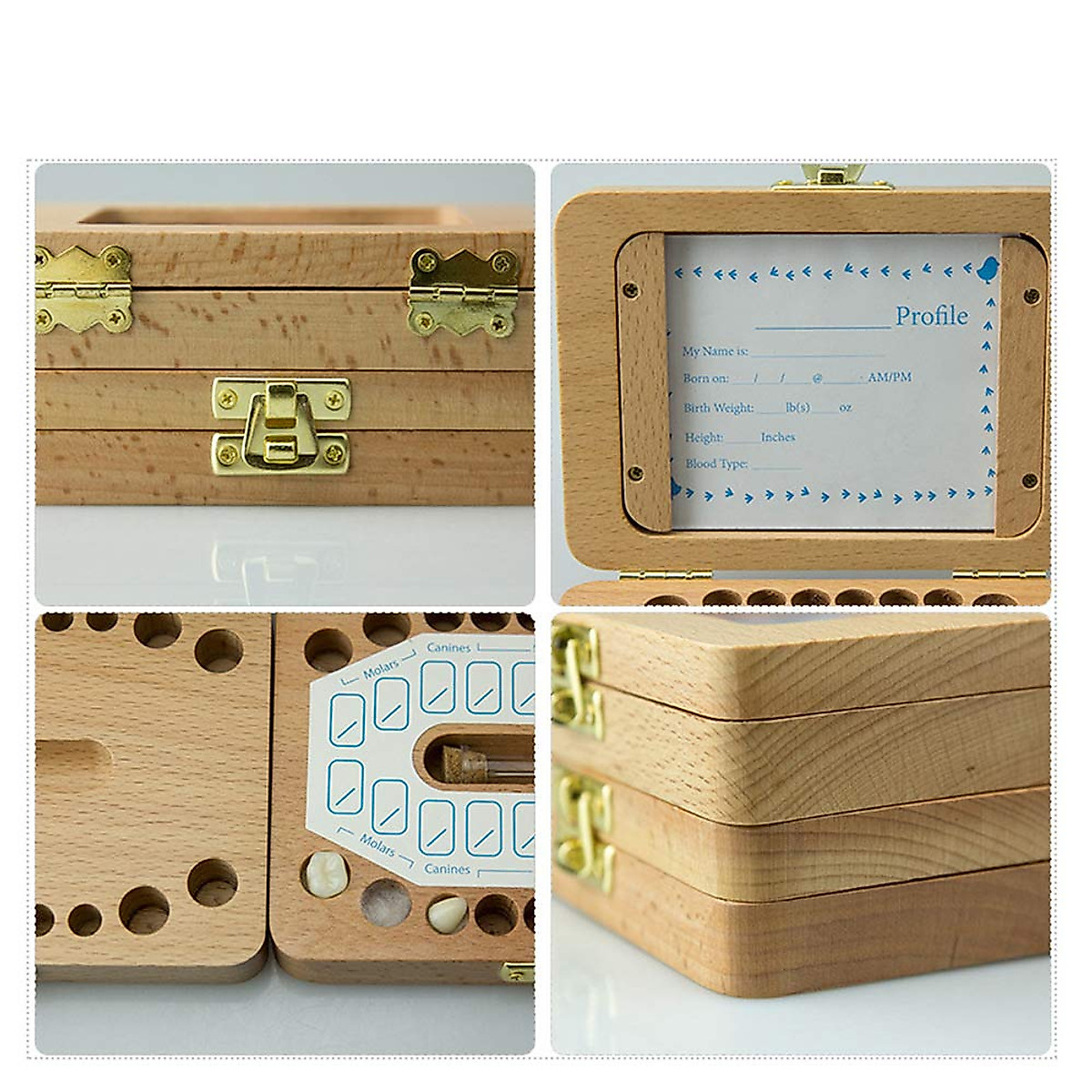 Baby Tooth Box,Solid Wood Teeth Boxes,Teeth Storage Box,Baby Save Boxes,Kids Keepsake Organizer for Baby Teeth and Hair,Baby Shower& Birthday Gift