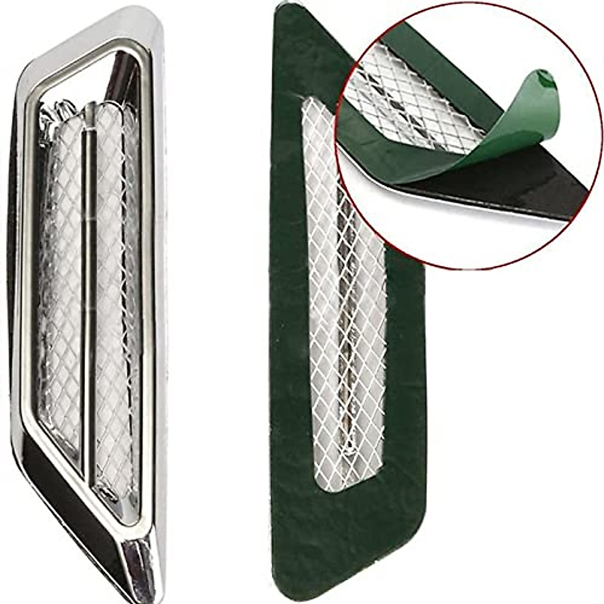 Azoepart 1 Pair Universal Car Air Flow Chrome Fender Side Vent Decor Sticker Air Flow Vent Door Hood Self-Adhesive Decal accesory for Car SUV Truck Wheel Well Arch or Side Bumper/Fenders,Black