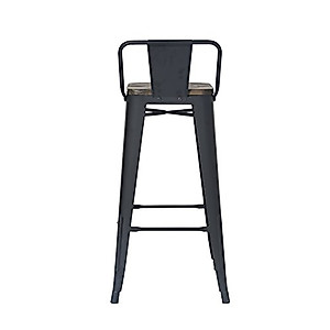 ZHENGHAO 30 Inch Bar Stools Set of 4, Metal Counter Height Stools with Low Back Industrial Stackable Bar Chairs Indoor for Kitchen/Dining/Patio, Matte Black