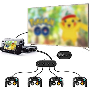 Y Team Controller Adapter for Gamecube, Compatible with Nintendo Switch, Super Smash Bros Switch Gamecube Adapter for WII U/PC with 4 Port