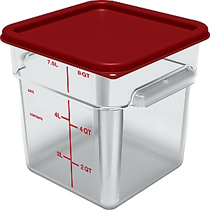 Carlisle FoodService Products Squares Square Food Storage Container Lid with Stackable Design for Catering, Buffets, Restaurants, Proprietary Blend, 6 To 8 Quarts, Red