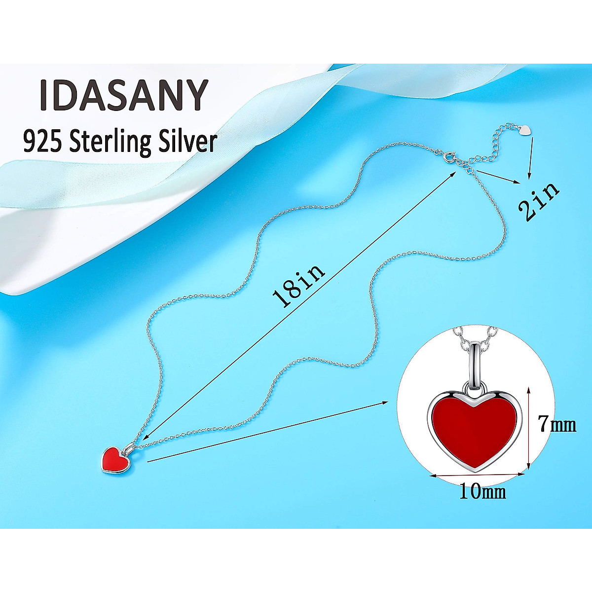IDASANY Dainty Necklaces for Women Girlfriend Wife, Sterling Silver Tiny Red Heart Necklace Charm Layered Pendant for Valentines day Anniversary Birthday