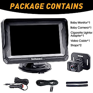 DoHonest Baby Car Camera HD 1080P with Display - Infant Safety Seat Baby Car Mirror for Rear Facing 5 Mins Easy Installation Night Vision V33