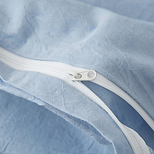 LIFETOWN 100% Washed Cotton Duvet Cover Set Linen Like Textured Breathable Lightweight (Linen, King)