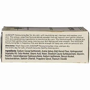 Aveeno Moisturizing Bar with Natural Colloidal Oatmeal for Dry Skin, Fragrance Free, 3.5 Oz (2 Pack)