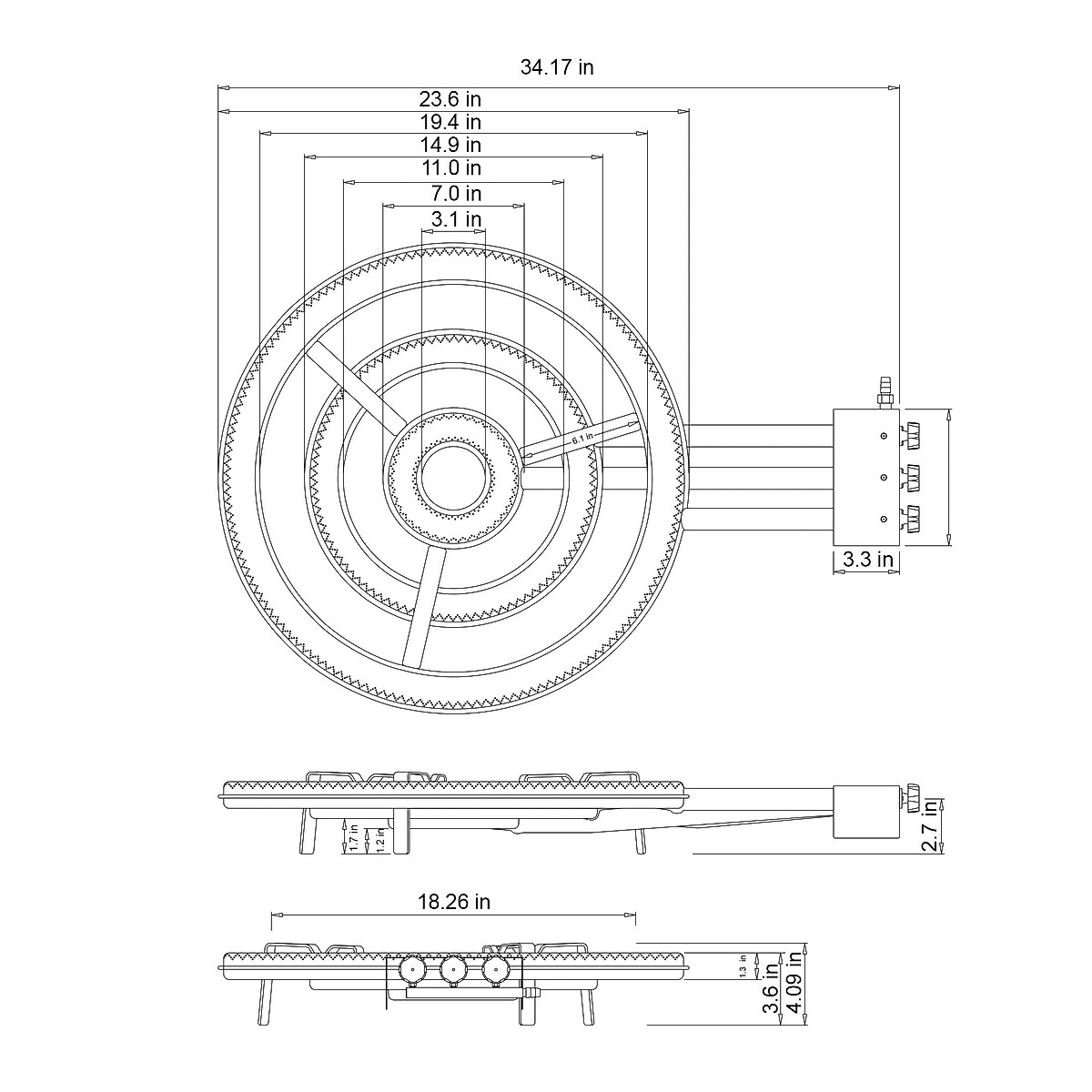 Spanish Paella Kit with Gas Burner & Polished Steel Pan - 32 inch (80 cm) up to 40 servings