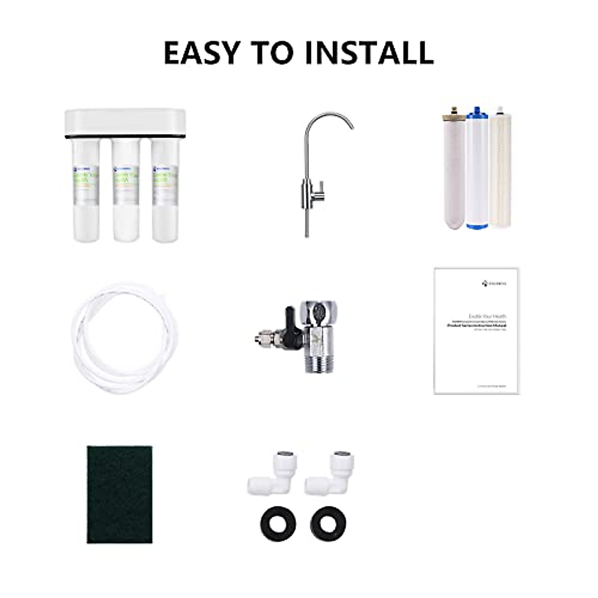FACHIOO Under Sink Water Filter NSF/ANSI 53&42 Certified 7-Stage Water Filter with Washable Filter Element, Dedicated Faucet, Reduces Particulate, Chlorine Taste and Odor, Lead, Turbidity