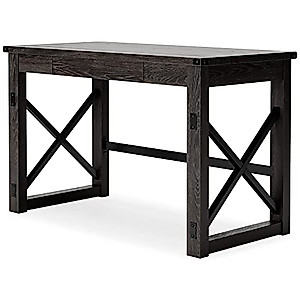 Signature Design by Ashley Freedan Rustic Farmhouse Home Office Desk, Dark Gray