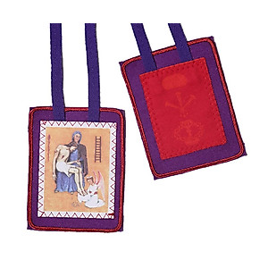 Wool Scapulars Catholic - Purple Scapular of Benediction and Protection - Scapular of Marie Julie Jahenny - Scapulars Catholic Necklace - Escapularios Catolicos Purple Scapular