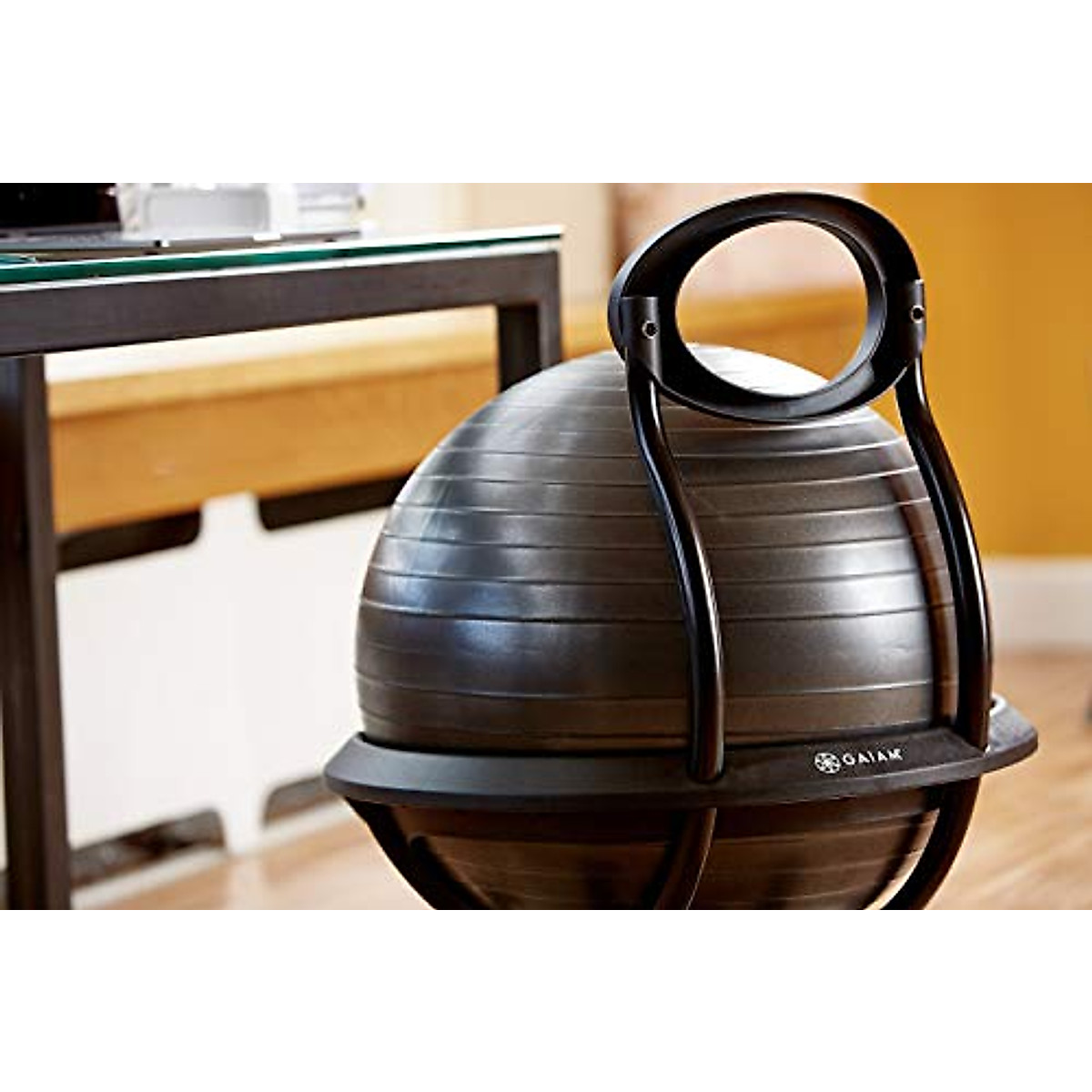 Gaiam Ultimate Balance Ball Chair - Premium Exercise Stability Yoga Ball Ergonomic Chair for Home and Office Desk with Reinforced Base, Air Pump, Exercise Guide, Black