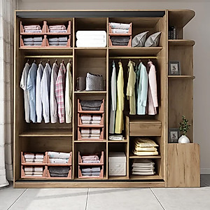 CYOIDAI Gywinovo souG 2 Pack (17x 13.2 x 7.3 inch) Stackable Plastic Storage Basket-Foldable Closet Organizers Storage Bins, Perfect for Kitchen, Office, Bedroom & Bathrooms(Pink)