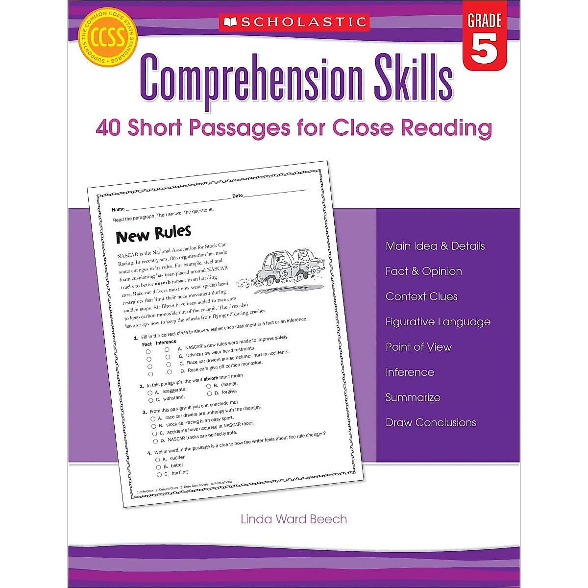 Scholastic Teaching Resources SC-546056 Comprehension Skills Gr 5 40 Short Passages For Close Reading